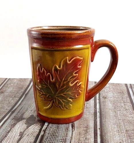 NEW burton + BURTON Fall Autumn Leaves Coffee Mug XL 20 oz Rustic ...