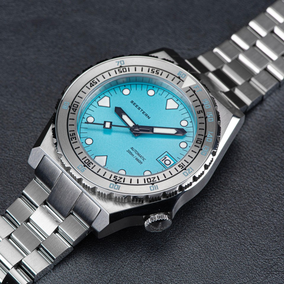 Seestern V3 S407-600T.T LUME DATE Bezel 200m DIVER'S Mens Sport Watch ...