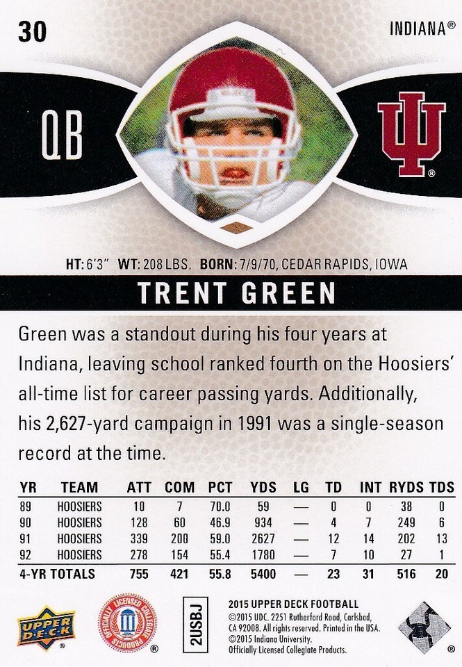 2015 Upper Deck Card #30 Trent Green | eBay