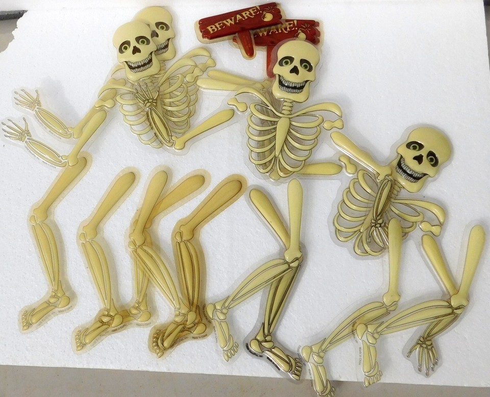 VTG HALLOWEEN Set of 6 Large SKELETON Cake Toppers BEWARE Sign ! | eBay