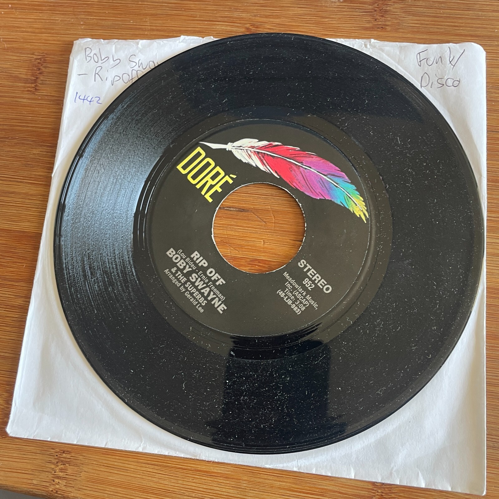 BOBY SWAYNE & THE SUPERBS RIP OFF b/w instrumental 45 Dore Funk Disco ...