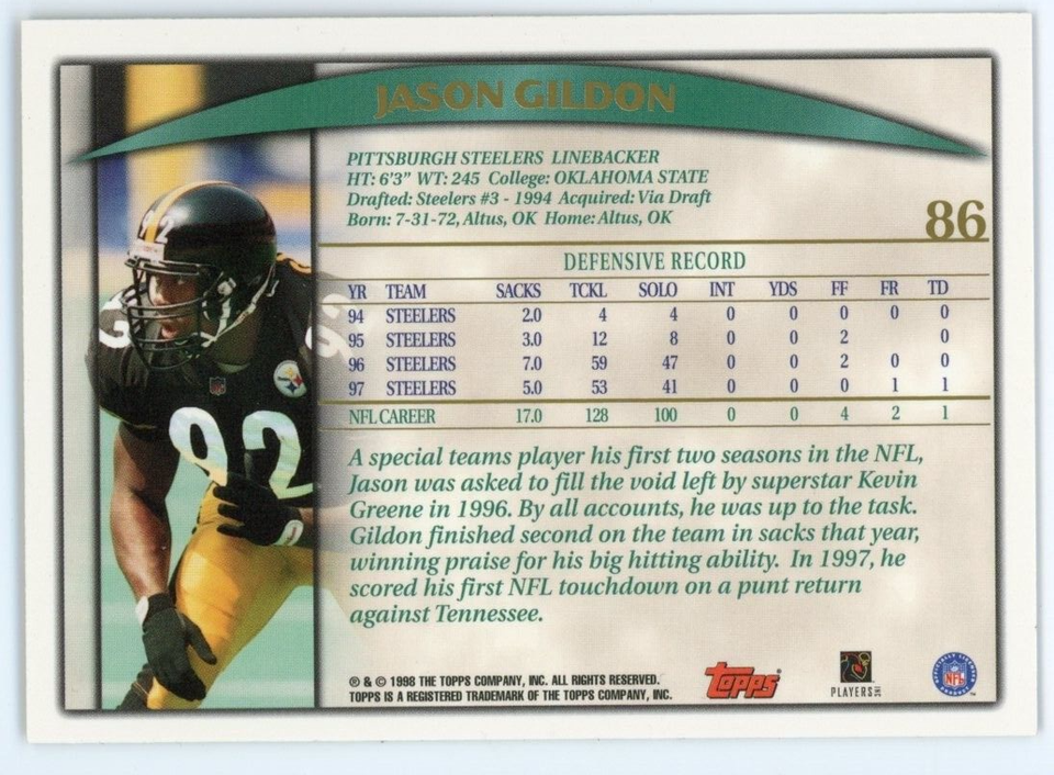 1998 Topps Jason Gildon #86 | eBay