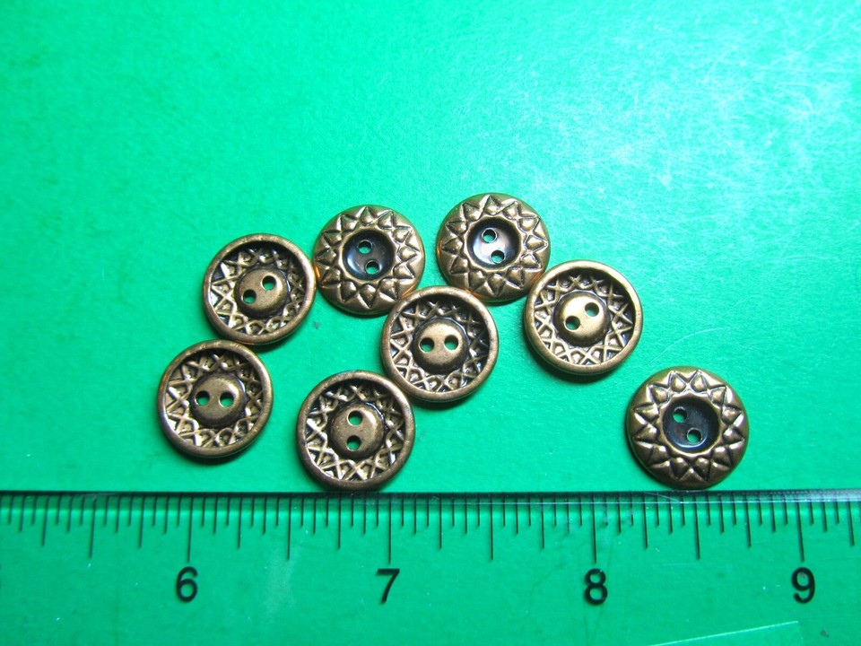 (8) VINTAGE 9/16" DECORATIVE COPPER TONE 2-HOLE BUTTONS NOS (R240) | eBay