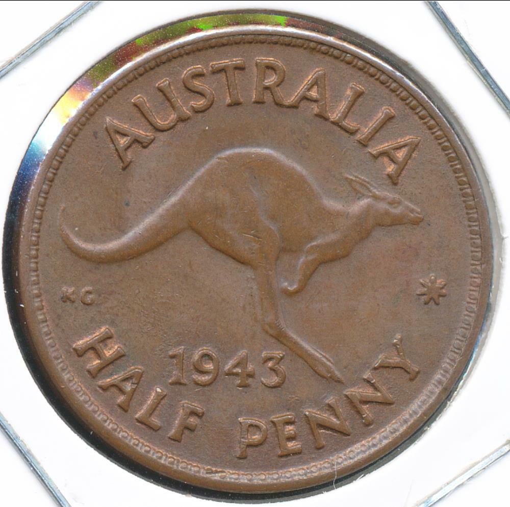 Australia 1943(m) Halfpenny 1/2d George VI - almost Uncirculated | eBay