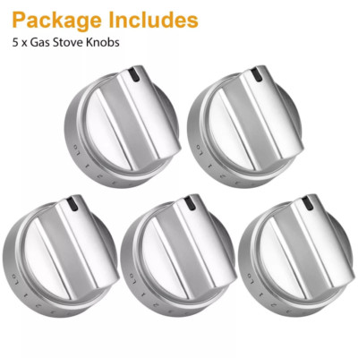 5 Pack Stainless Steel Look Control Knob Kits For GE Gas Range Stove ...