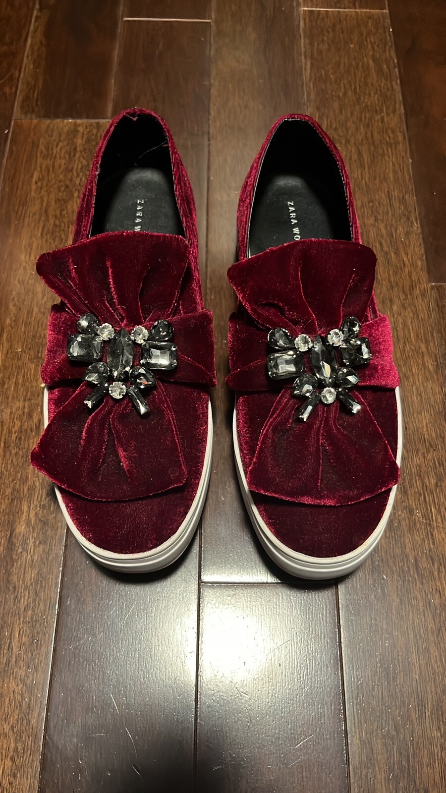 zara burgundy velvet shoes Size 39 | eBay