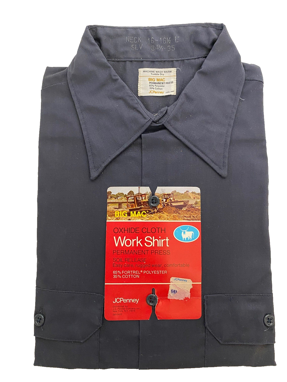 Vintage JC Penney's Big Mac Oxhide Cloth Work Shirt Mens Large Dark ...