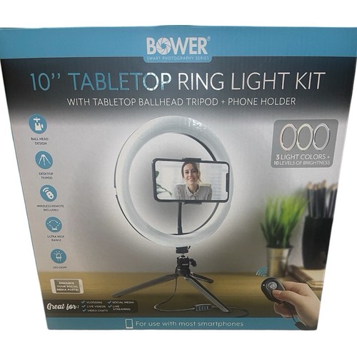 New Bower WA-SL12 10inches LED Selfie Ring Studio Light W/ Phone Mount ...
