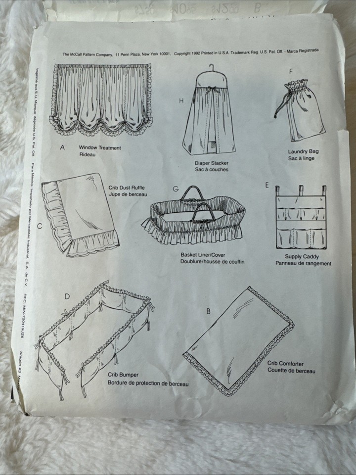 Mccalls Baby Room Essentials Patterns 743 Crib Comforter Bumper Pads ...
