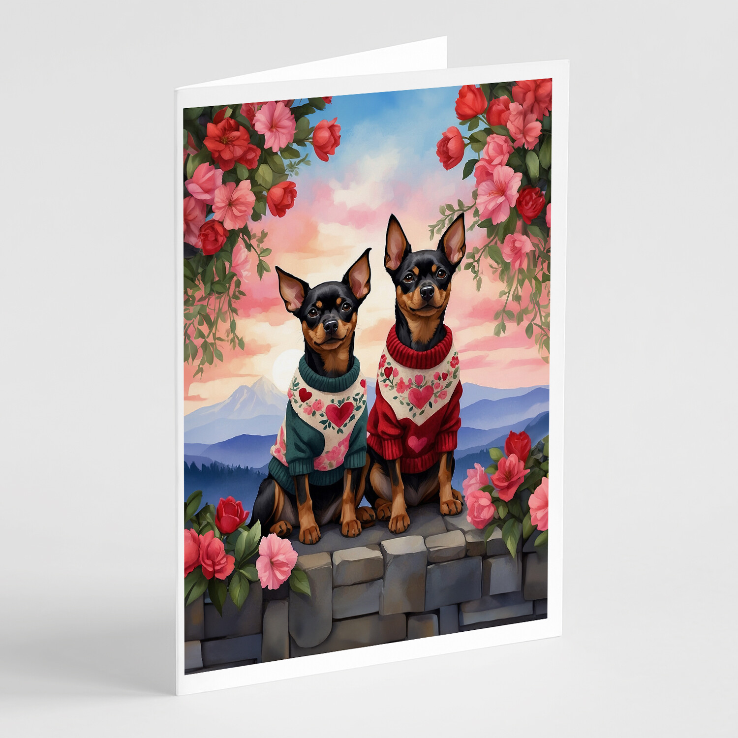 Miniature Pinscher Two Hearts Cards Envelopes Pack of 8 DAC4670GCA7P | eBay