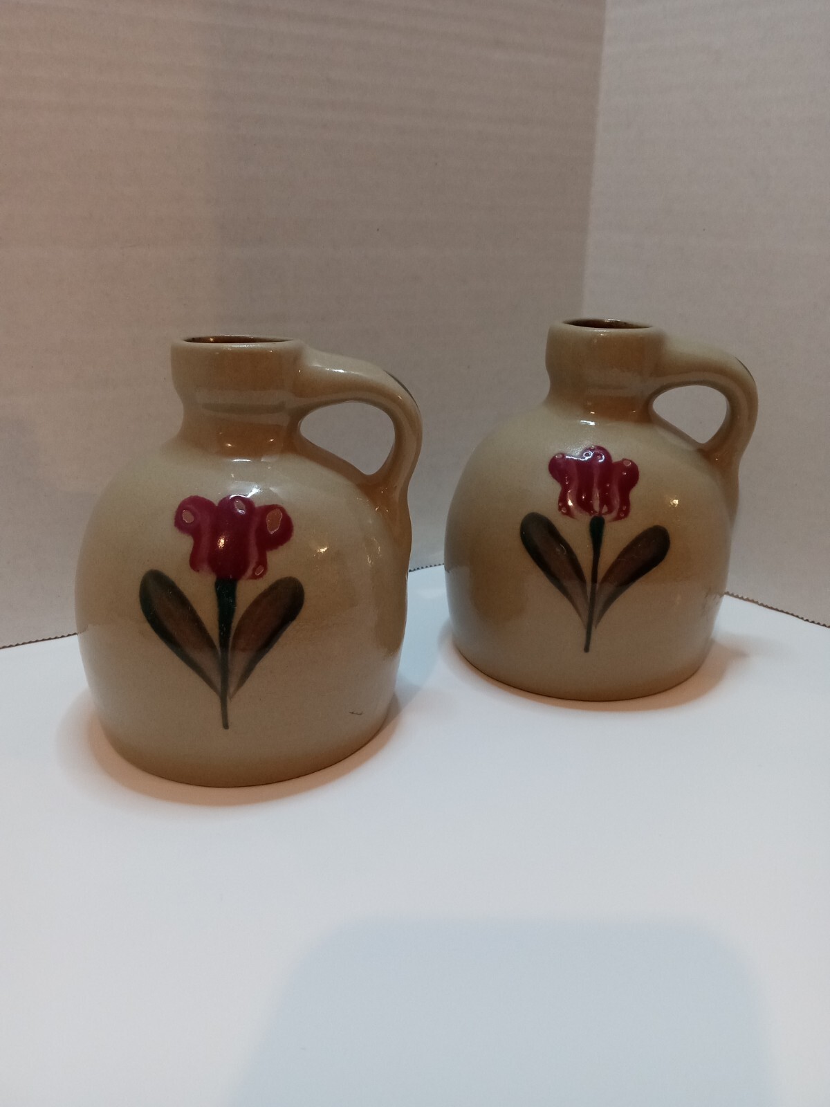 VINTAGE Beaumont Brothers Pottery Signed BBP Jugs 2 Glazed With Painted ...