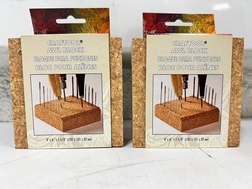 LOT OF 2 BLOCKS Tandy Leather Craftool 4" x 4" Cork Awl Block 3216-00 ...