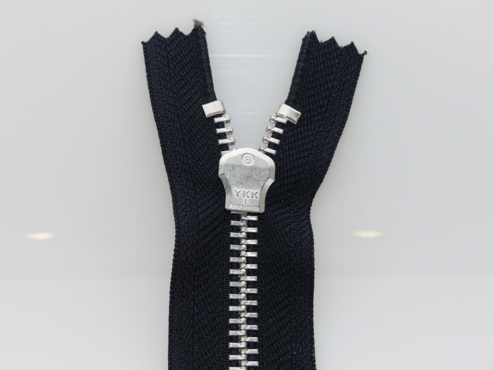 YKK Closed End Metal Zip - Black Heavy Duty No 8 Silver Teeth - Choice ...