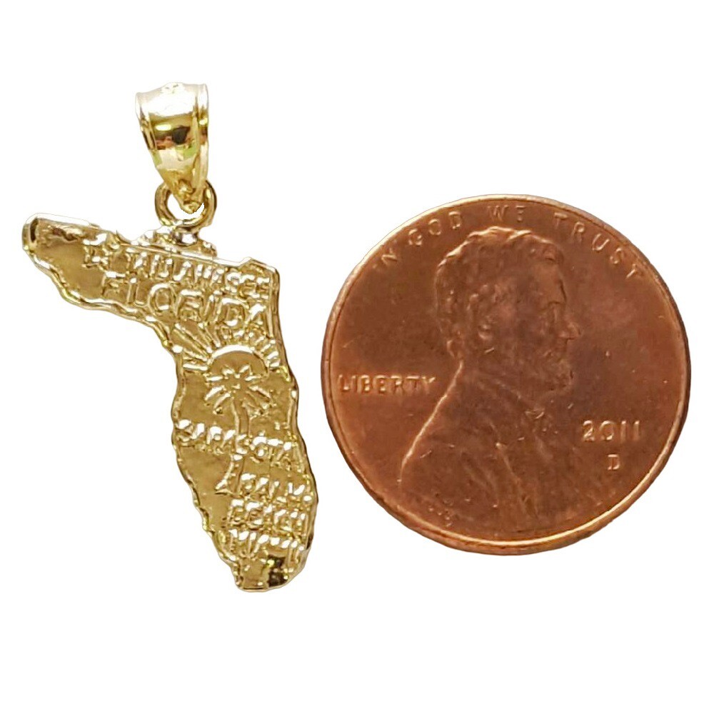 14k Yellow Gold Florida State Map Pendant / Charm, Made in USA | eBay