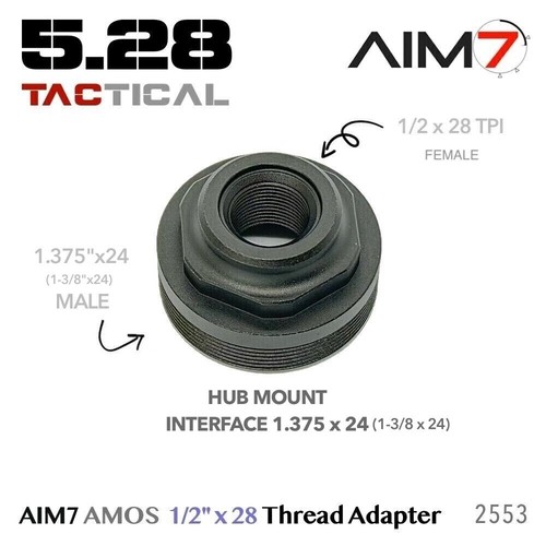 Aim7 AMOS 1.375x24 / 1-3/8x24 HUB Direct Thread Adapter- 1/2x28 - 2553 ...