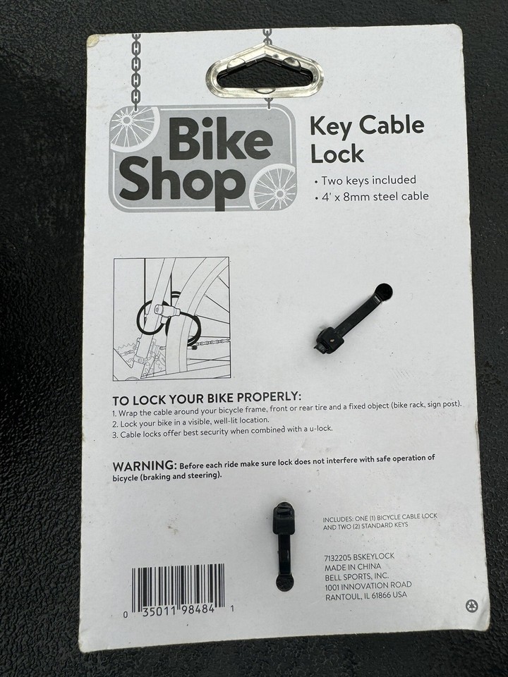 Bike Shop 4 Ft. X 8Mm Key Cable Bike Lock, G1 | eBay