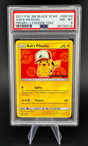 Pokemon PSA 8 Ash's Pikachu SM109 I Choose You Movie Black Star Promo ...