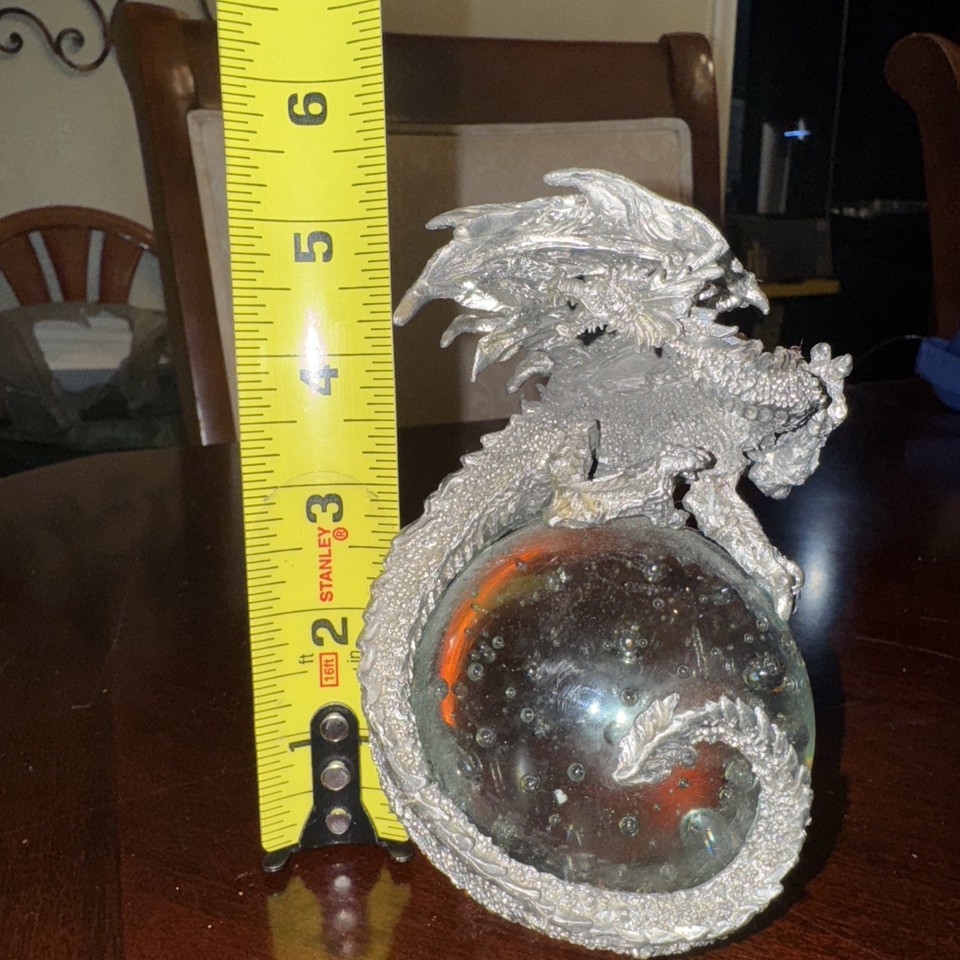 Dragon Crystal Ball Figurine Fantasy Gothic Decor Glass Orb Statue 5in ...