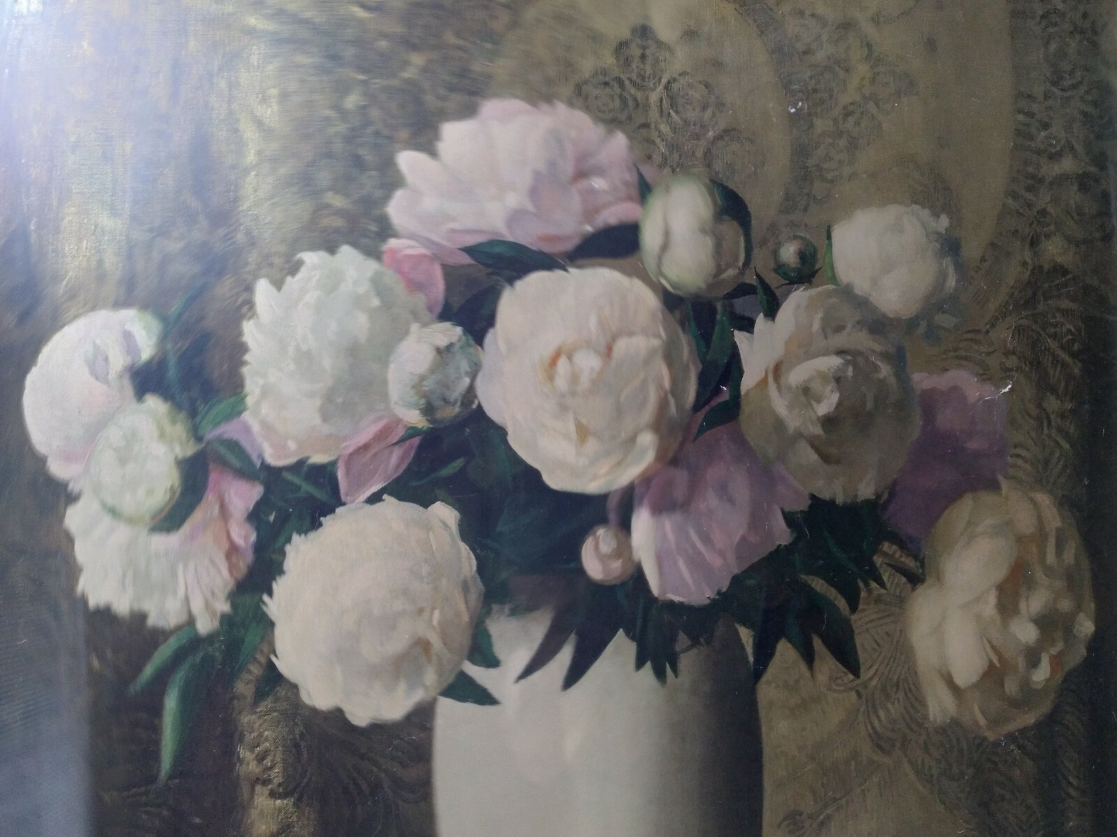 Antique 19th C. Victorian Roses in Vase Still Life Print Gilt Wood ...