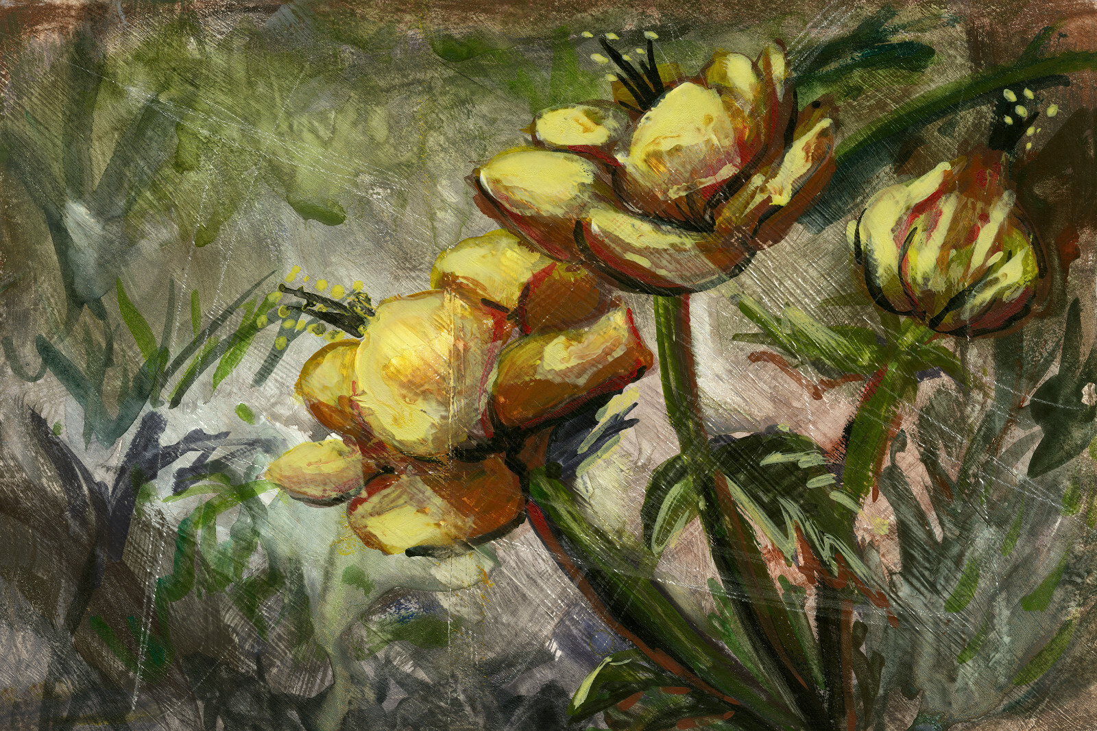 Wall Art Print - Magic- Gouache painting of Flowers fairy tale nature ...