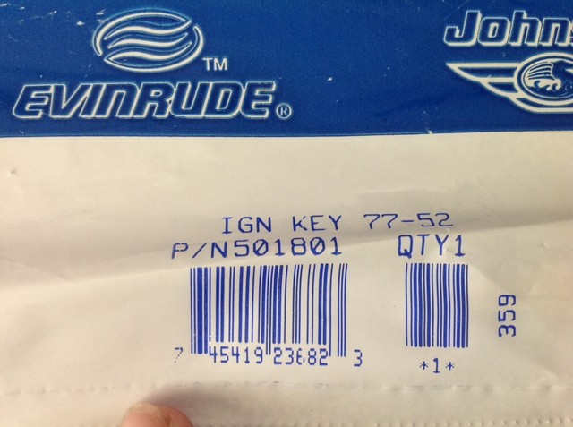 OEM BRP OMC JOHNSON EVINRUDE 0501801 501801 IGNITION KEY 77-52 OMC33 ...