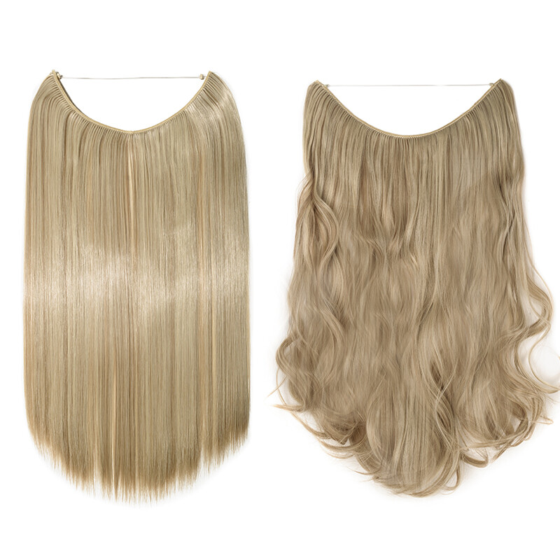 Secret Elastic No Clip Wire in Hair Extensions Natural Blonde Hairpiece ...