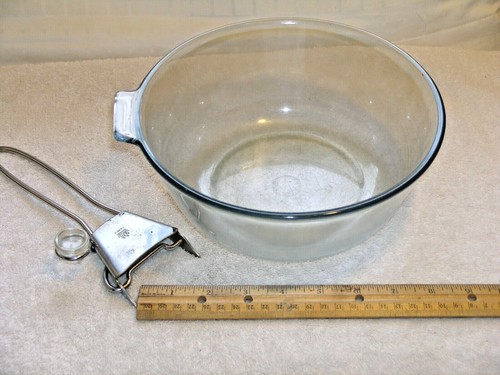 2 1/2 quart Pyrex Glass cooking deep dish with handle retro vintage ...
