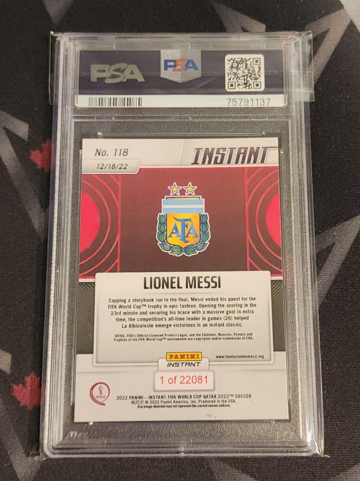 PSA 10 Lionel Messi 2022 Panini Instant FIFA World Cup Qatar Card #118 ...