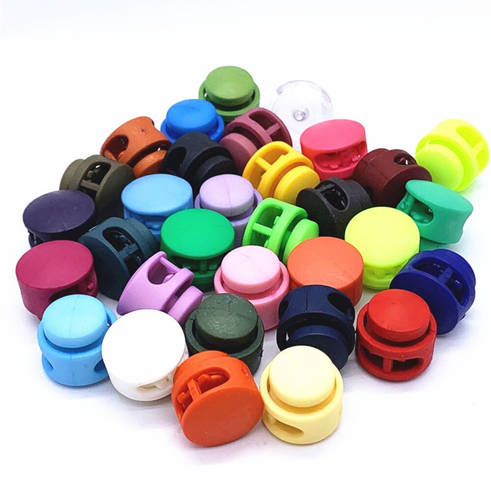 20 x 2 Hole Heavy Duty Plastic Cord Lock Clamp Toggle Stop Slider for ...