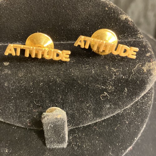 2 Vintage Attitude Lapel Pins Tack Gold Tone | eBay