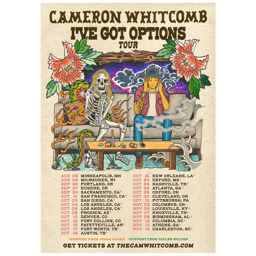 Cameron Whitcomb 2025 I’ve Got Options Tour Poster Skeleton Art | eBay