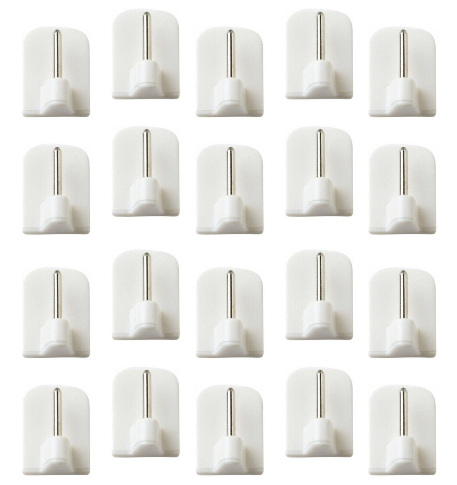 20 X Stick On Curtain Wire Hooks UPVC Frame Self Adhesive Net Rail Rod ...