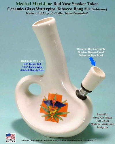 Happy Flowers Bud Vase Tobacco Hookah Bong Toker Ceramic Glass Water ...