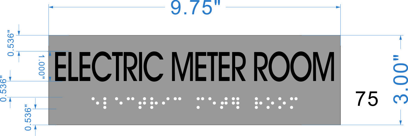 ELECTRIC METER ROOM SIGN - BRAILLE- STAINLESS STEEL 3 X 9.75 -REF24 ...