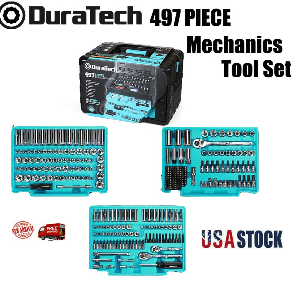DURATECH 497 Pcs Mechanics Tool Set w/SAE and Metric Sockets w/3 Drawer ...
