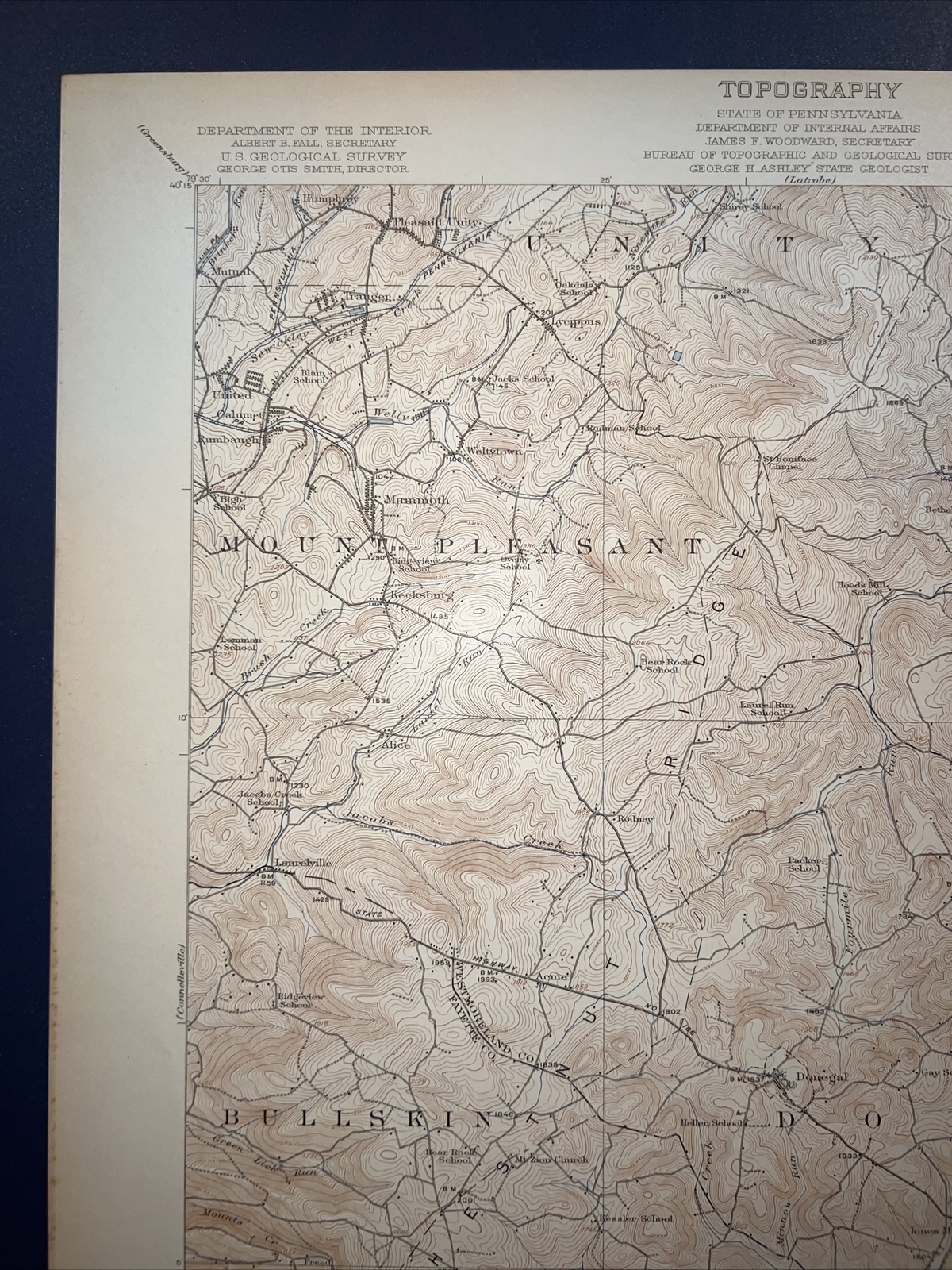 1922 USGS topo map Donegal Quadrangle Pennsylvania Stahlstown | eBay