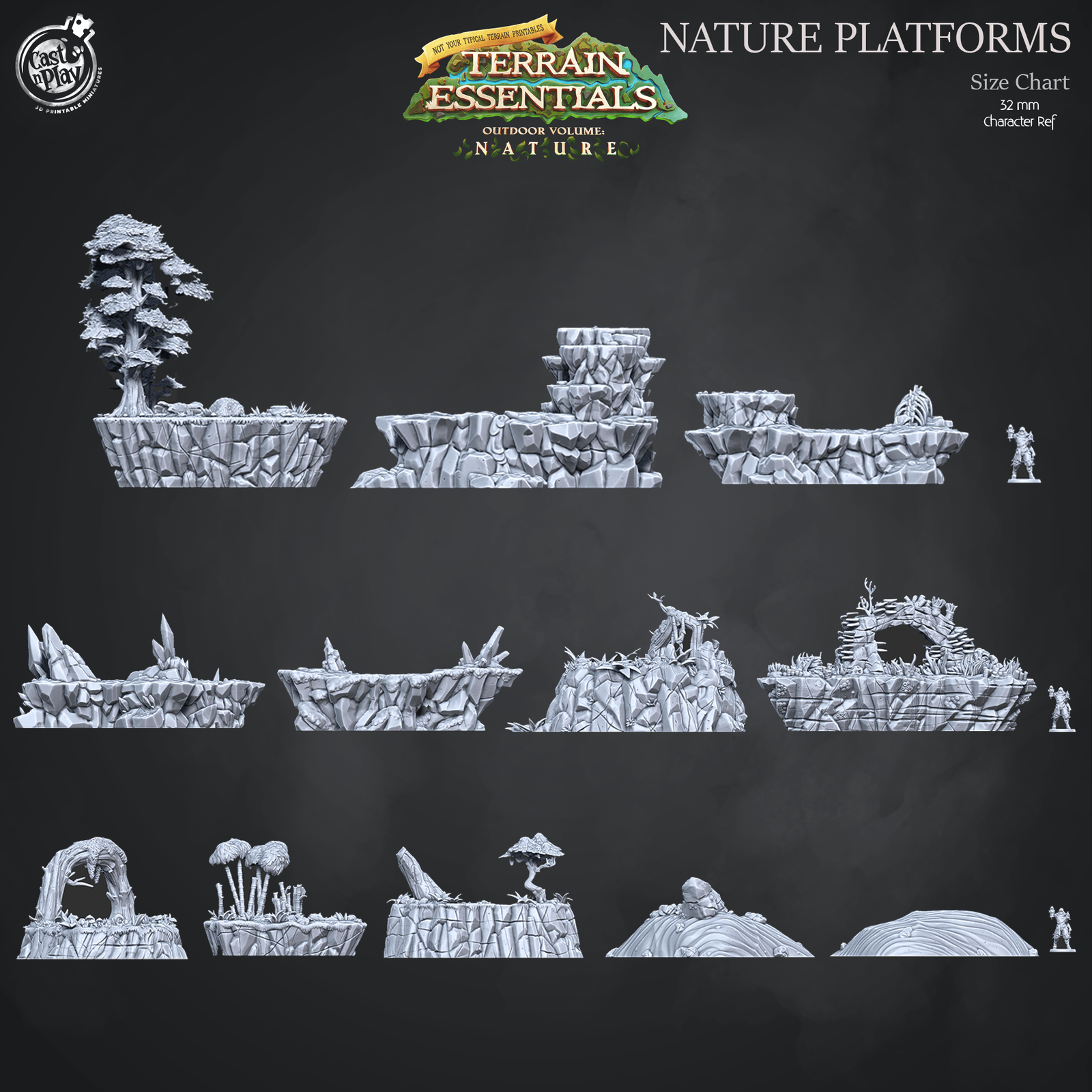 3D Printed Cast n Play Terrain Essentials Nature - Nature Big Platforms ...