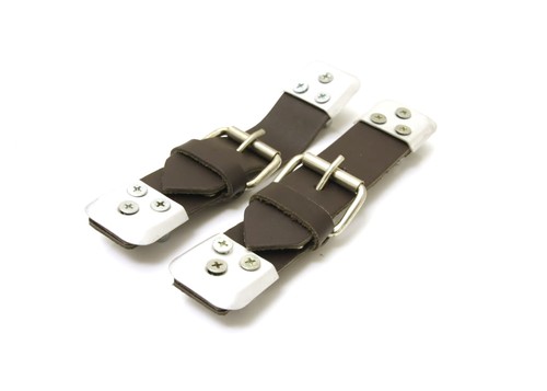 CLASSIC MINI BONNET TIE DOWN STRAPS PAIR LEATHER BONNET BUCKLE BROWN ...