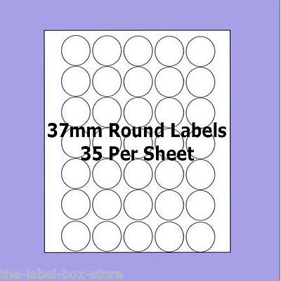 A4 Self Adhesive 37mm Round Circle Labels 35 Labels Per Sheet | eBay UK