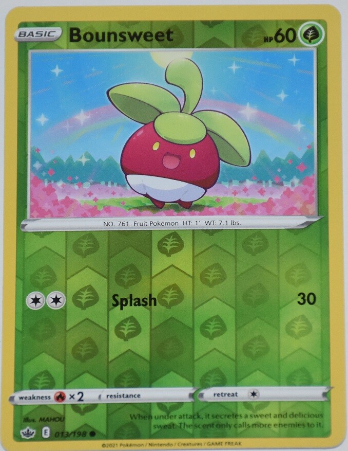 BOUNSWEET 013/198 SWSH06: CHILLING REIGN POKEMON CARD COMMON REVERSE ...