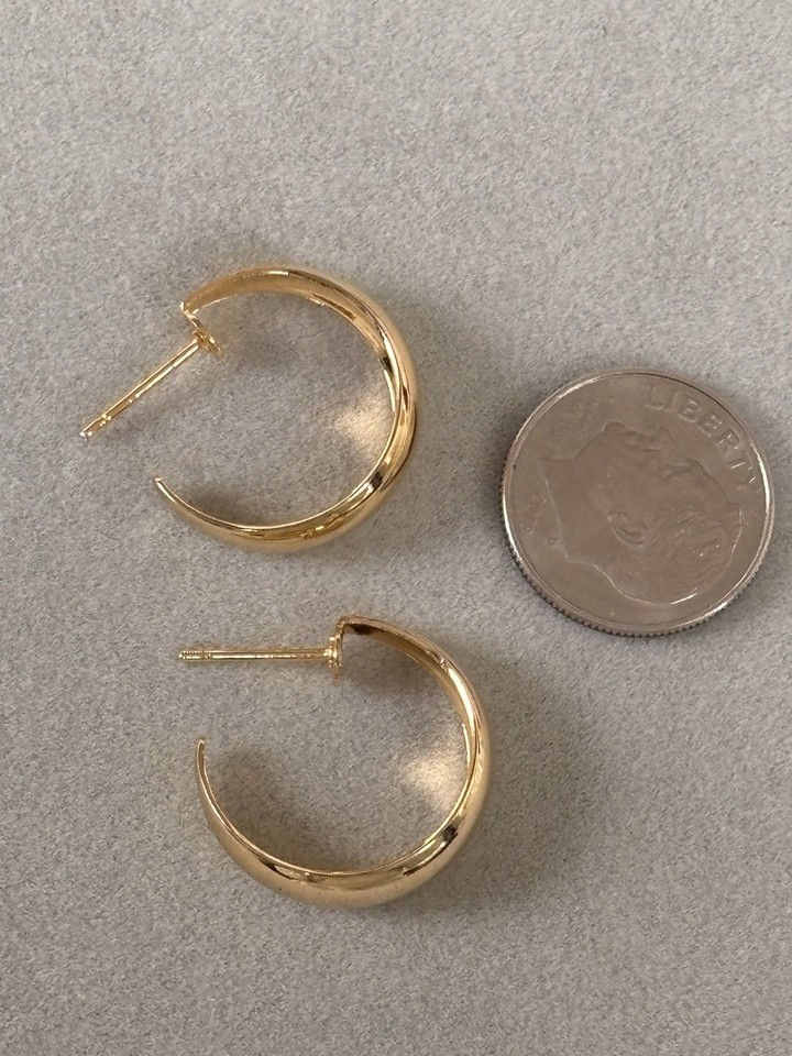 Gold Tone Half Hoop Earrings For Pierced Ears 19mm In Diameter With ...