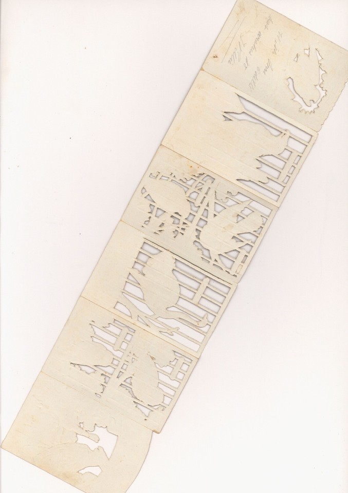 A VISIT TO THE AVIARY, birds, die cut, panorama fold out paper scrap ...