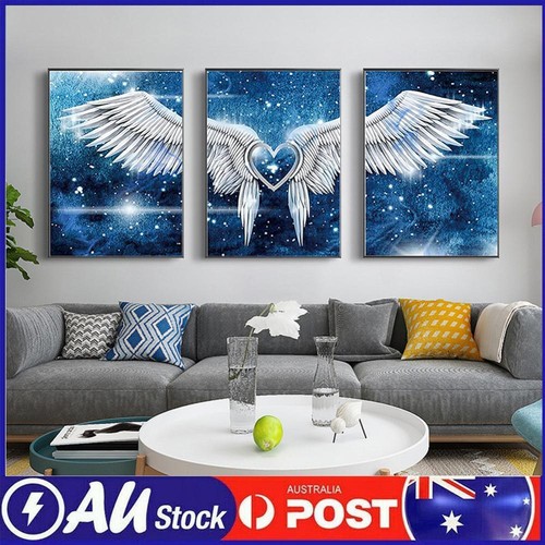3 Panel Love Angel Wings Kit 5D DIY Full Round Drill Diamond Painting ...