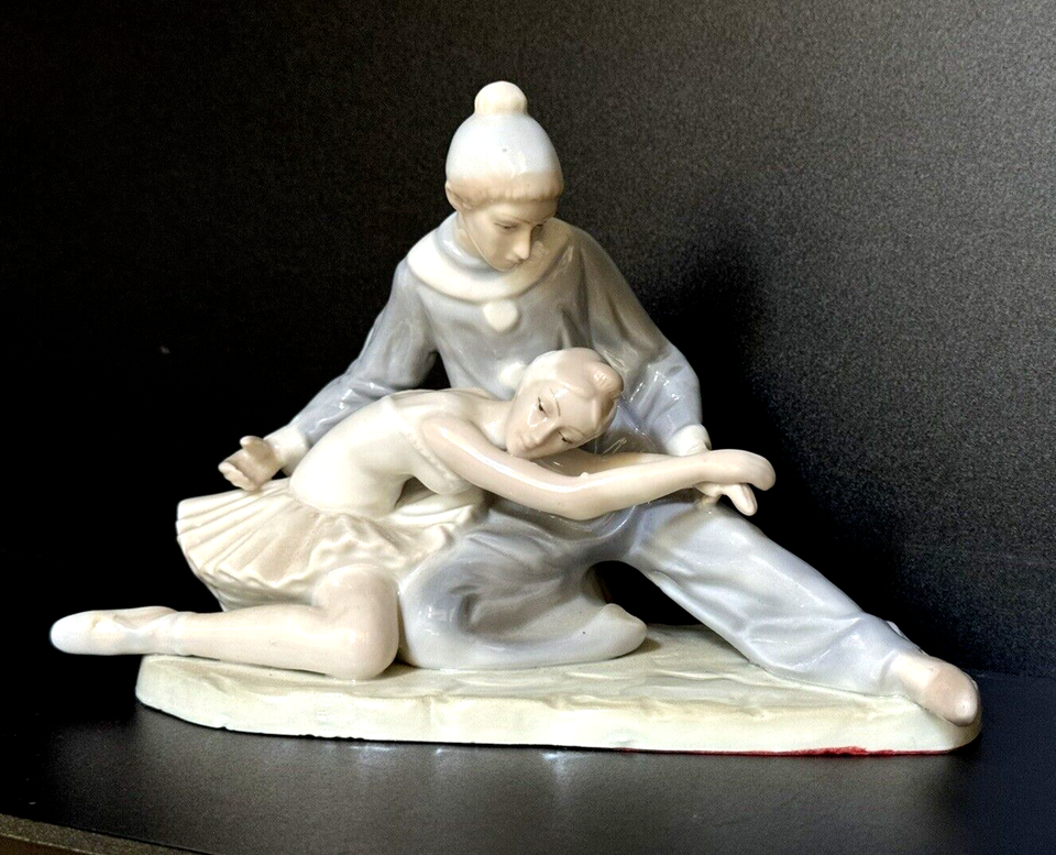 Harlequin Clown & Ballerina Meico Porcelain Lladro Style Figurine ...