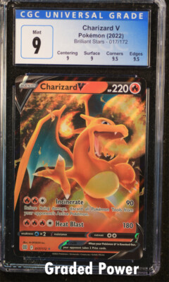 Brilliant Stars Charizard V CGC 9 QUAD++ Holo (0052) 017/172 Pokemon | eBay