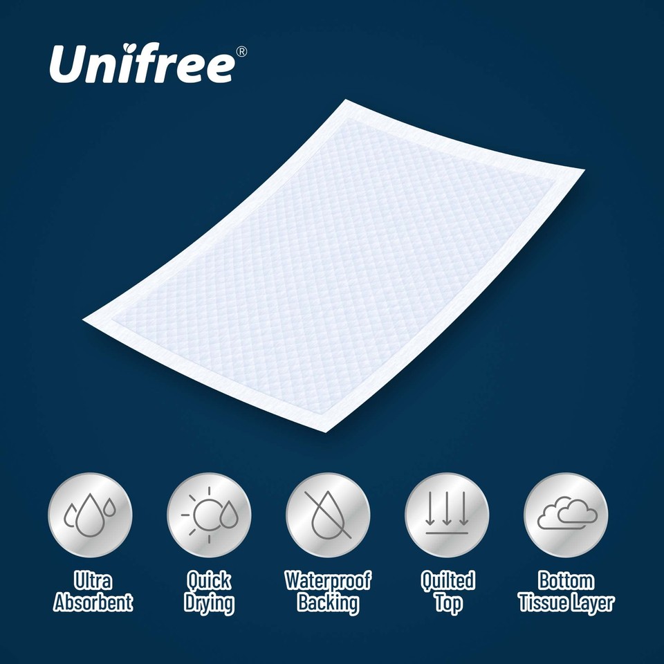 Unifree Disposable Underpads Bed Pads Incontinence Pad Super Absorbent ...