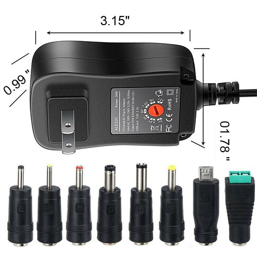 For DC Wall Charger 12W 3-12V Universal Multi AC Adapter Charger Power ...