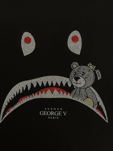 Avenue George V Shirt Men S Black Shark Mouth Teddy Bear Rhinestone ...