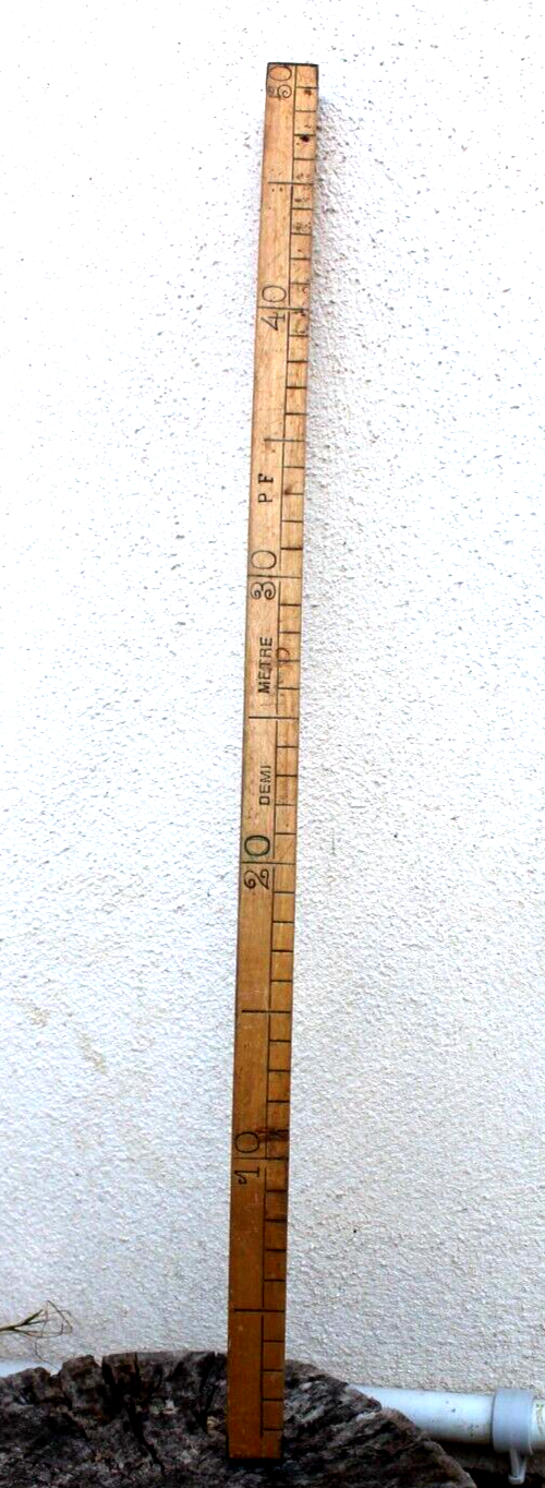 ancien demi mètre en bois gradué pour mesures de tissus | eBay