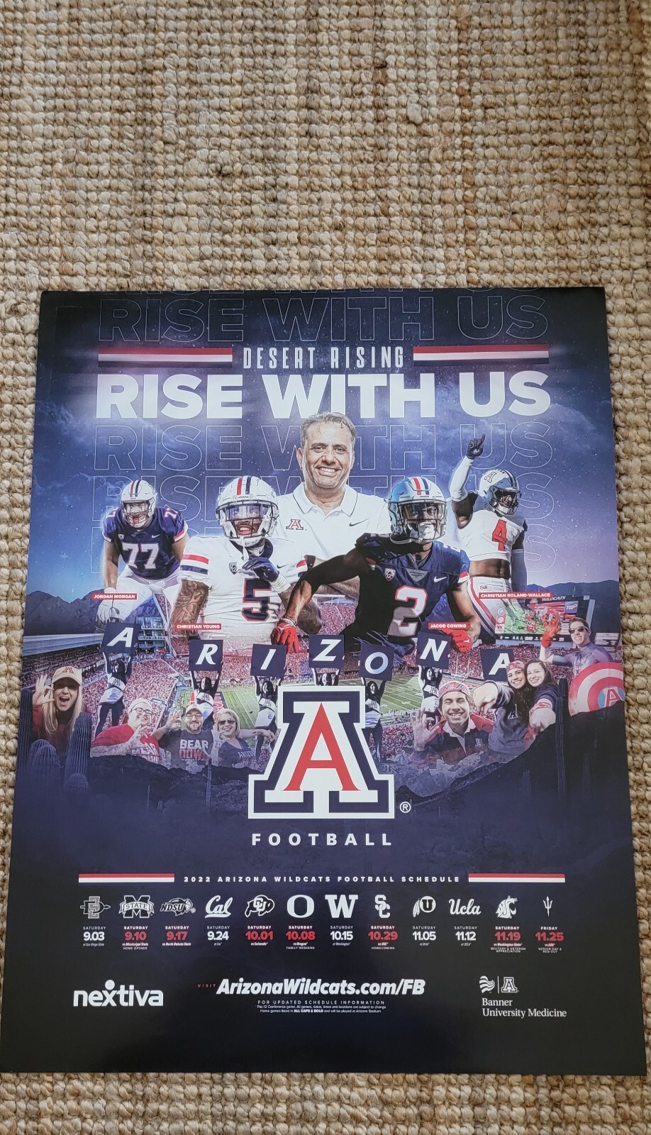 ARIZONA WILDCATS FOOTBALL POSTER PAC 12 JACOB COWING JEDD FISCH NOAH ...